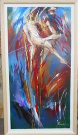 Ljubavnici, ulje na lesonitu, 78×42 cm