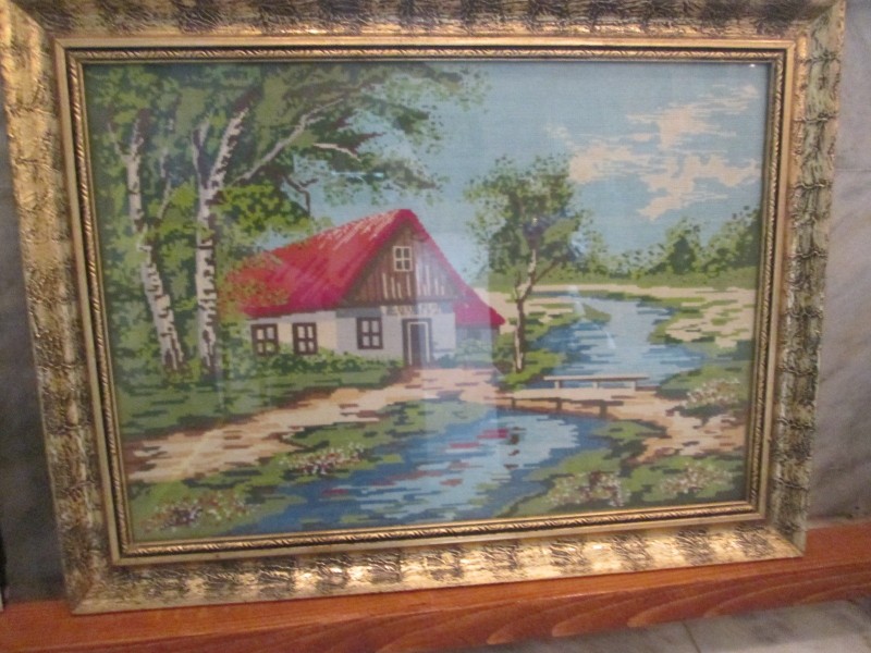 Uramljeni goblen 60x46 `Kuća pored reke`