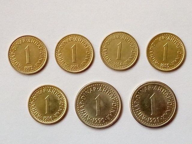 Lot 1 Dinar 1982,1983,1984,1985,1986,1990,1991 SFRJ