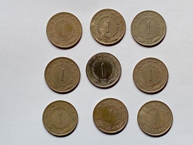 Lot 1 Dinar 1973,74,75,76,77,78,79,80,81 SFRJ