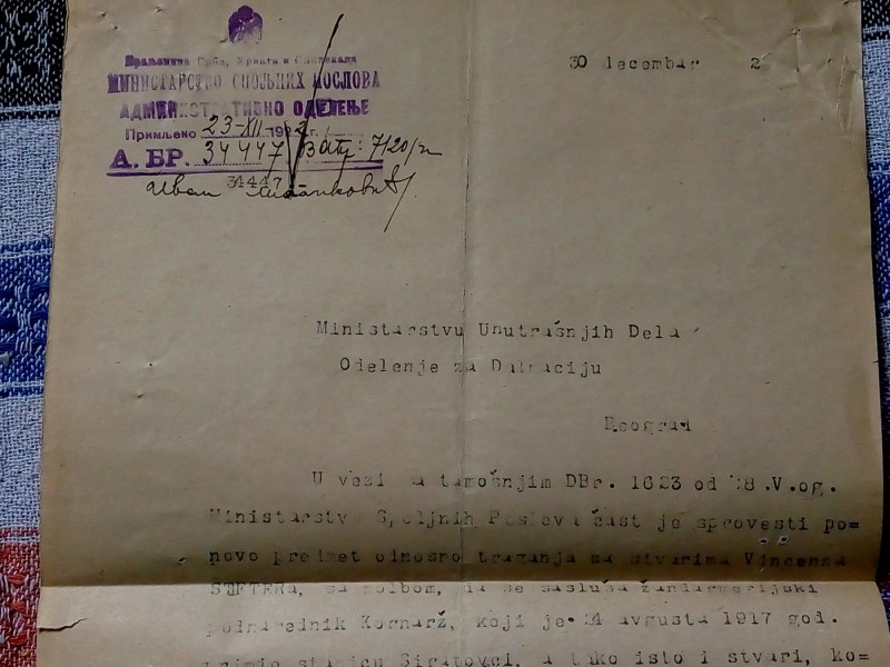Odeljenje za Dalmaciju --- 23.12.1922.godine ---