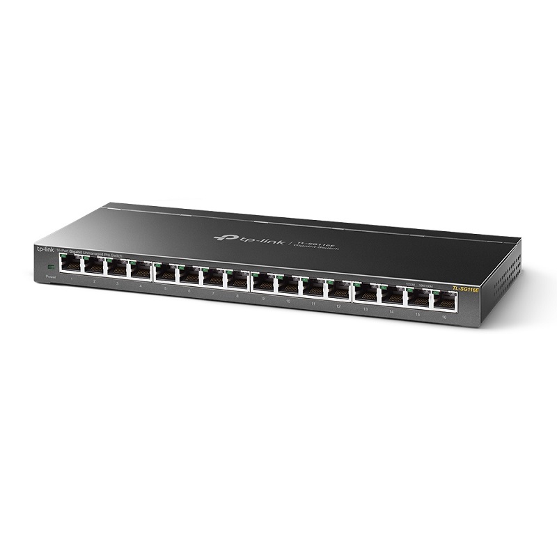 TP-Link TL-SG116E EasySmart upravljiv svič 16-port Gigabit 10/100/1000Mb/s, VLAN 802.1Q /MTU/Port, QoS 802.1p priority, Rate limit, IGMP Snoop, Link Aggregation, Central management utility, Eco-ef...