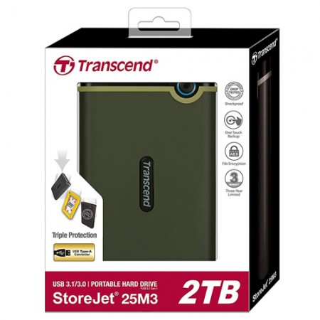 Transcend (TS2TSJ25M3G) 2TB External SFF HDD Military Green