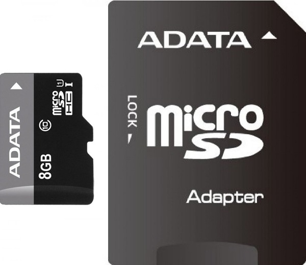 AData MICRO SD 8GB + SD adapter AUSDH8GUICL10-RA1