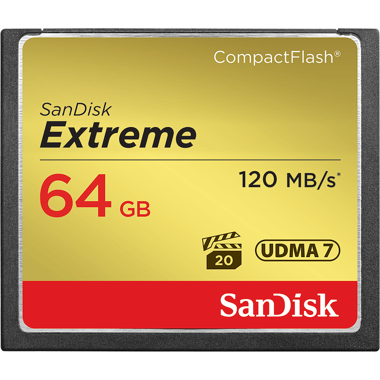 SanDisk CF 64GB Extreme 120 MBs, 85MBs write