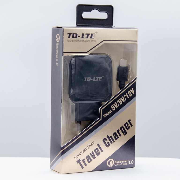 POWERFUL TD-LTE FT51 Punjač QUICK CHARGE USB 2.4A + Type-C USB data cable (crni)