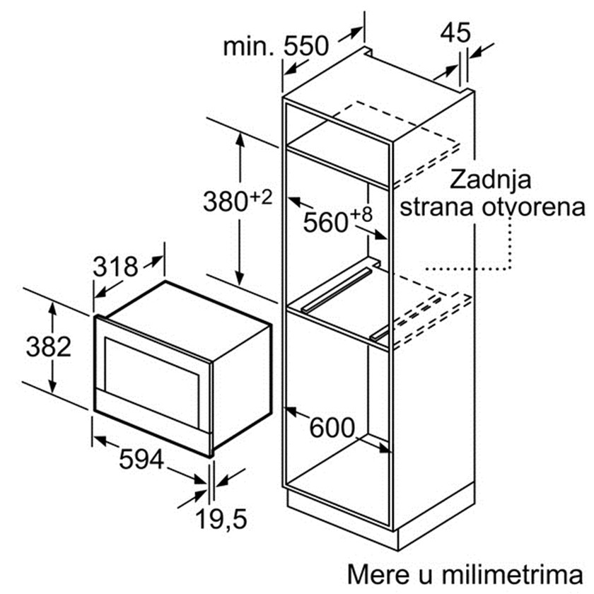 Bosch ugradna mikrotalasna rerna BFR634GW1