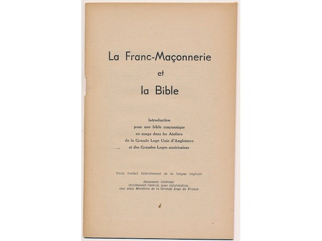 La Franc-Maçonnerie et la Bible, interni dokument