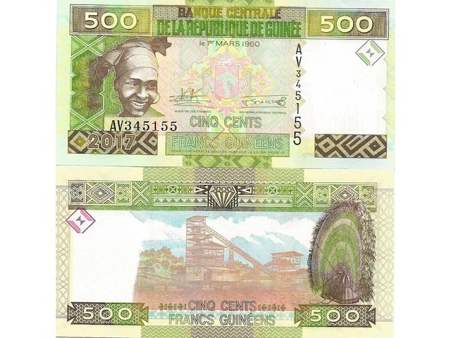 Guinea 500 francs 2017. UNC