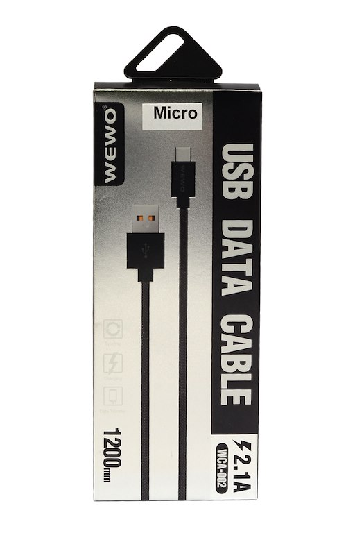 USB Data Cable WEWO WCA-002 micro USB (2.1A) crni 1.2m