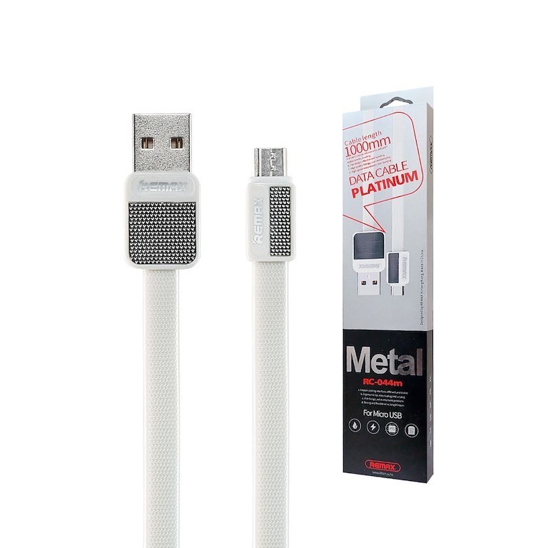 USB Data Cable REMAX RC-044m PLATINUM micro USB (2A) beli 1m