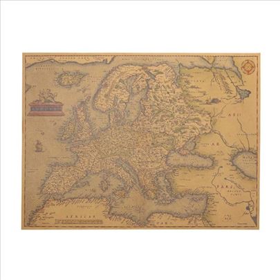 Poster mapa Evrope iz 1570 godine