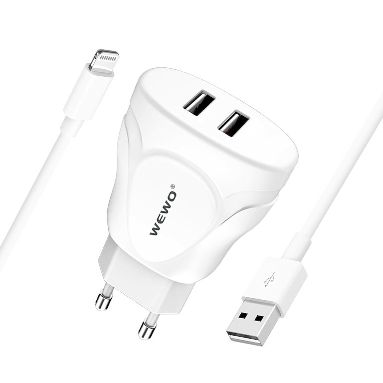 WEWO W-002 Punjač 2XUSB 2.1A + iPhone 5/6 USB data cable