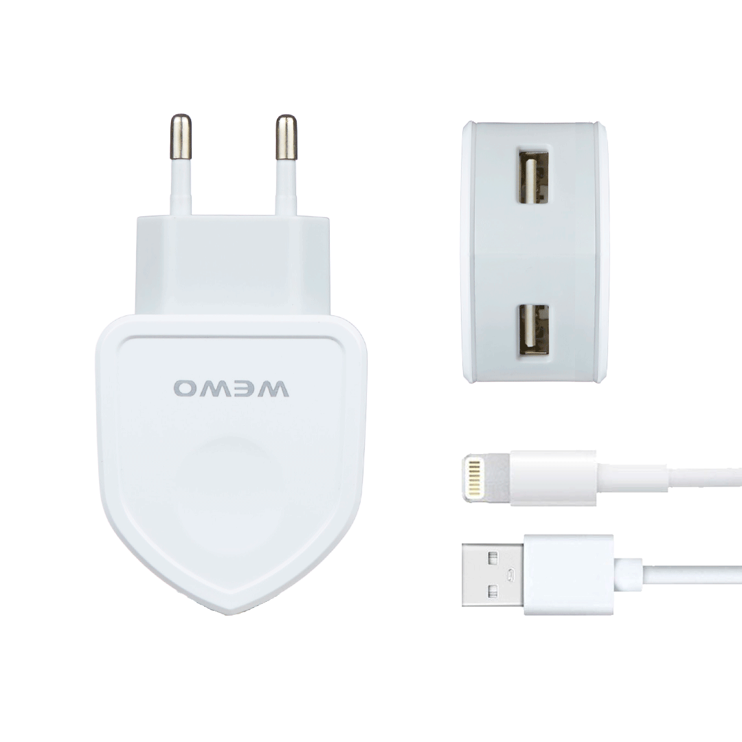 WEWO W-003 Punjač 2XUSB 2.1A + IPhone 5/6 USB Data Cable