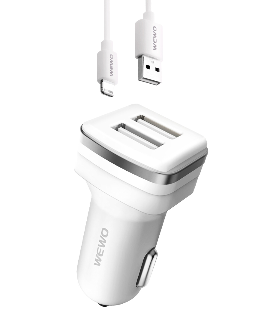 WEWO W-006 AUTO Punjač 2XUSB 2.4A + iPhone 5/6 USB data cable