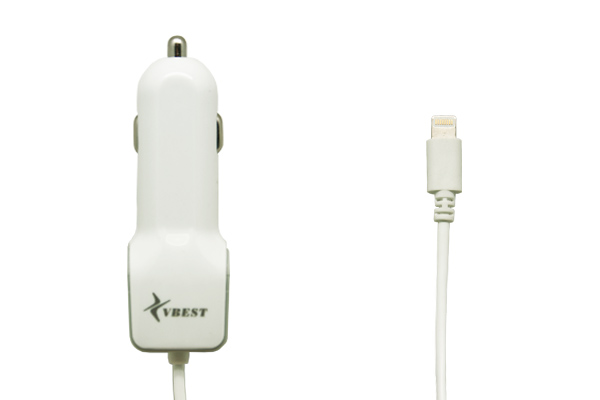 VBEST C01 AUTO Punjač za iPhone 5/5S (2.1A) + USB Port (beli)