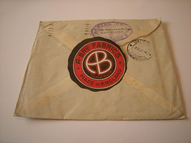 Koverta i pismo `Azriel Brothers, Manchester` RETKO