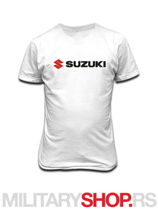 Bela majica od pamuka logo Suzuki