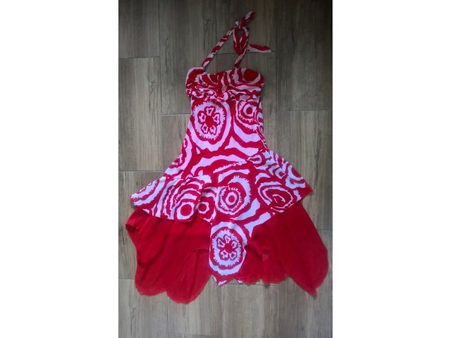 Crvena sarena haljina, S, NOVO