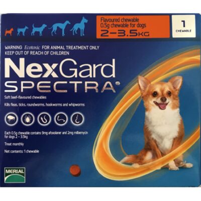 NEXGARD spectra XS 2-3,5kg jedna tableta, dostupno samo na recept veterinara u shopu