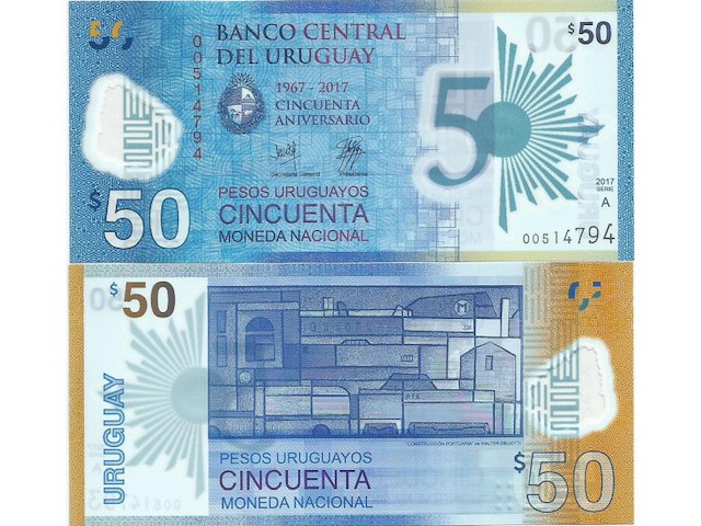 Uruguay 50 pesos 2018. UNC POLIMER
