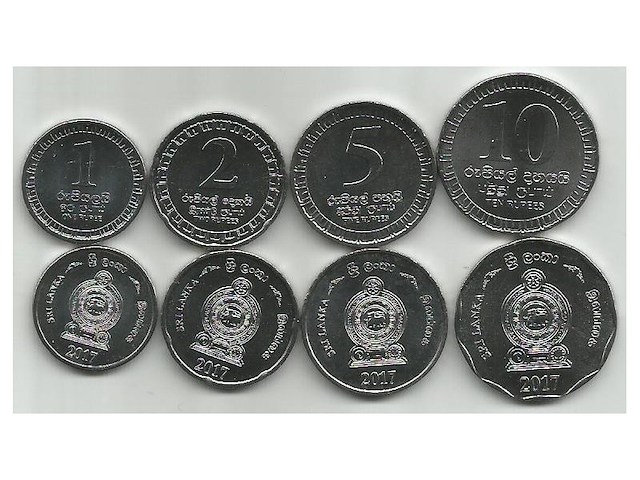 Sri Lanka 1 - 2 - 5  - 10 rupees 2017. UNC
