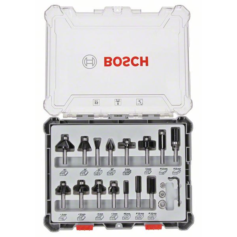 Bosch - 15-delni set Karbidnih glodala Standard for Wood - "Mix" 8 mm