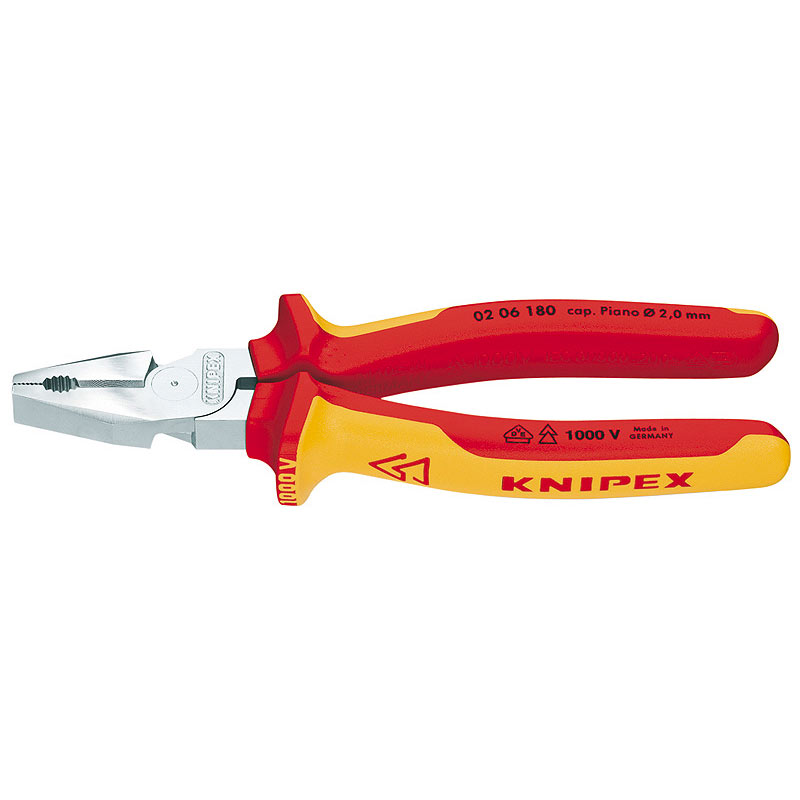 Knipex - Kombinovana klešta 1000V VDE 180mm Ojačana, KNIPEX 02 06 180