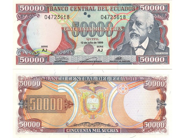 ECUADOR Ekvador 50.000 Sucres 1999 UNC, P-130