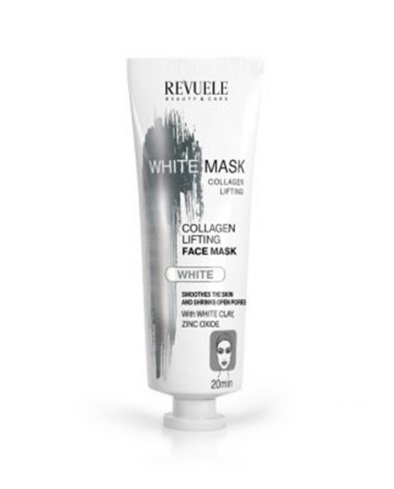 Bela maska za zatezanje lica sa kolagenom elastinom i belom glinom REVUELE Lifting 80ml