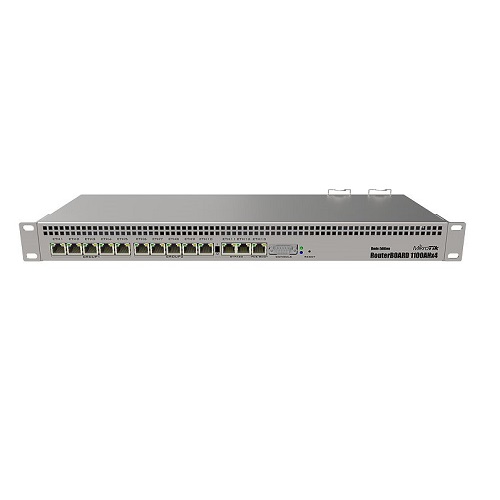 MikroTik RB1100AHx4 Dude Edition ruter sa 13 Gigabit 10/100/1000Mb/s LAN/WAN, Quad core CPU 1.4GHz , IPsec accelerator, 60GB M.2 SSD, 2 x SATA3, 1GB RAM, PoE in 802.3af/at, dual redundant power su...