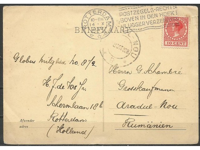 Holandija,Dopisna karta 1928.,putovala