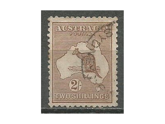 Australija,Redovna-Kengur i mapa 2 Sh 1913.,žigosano