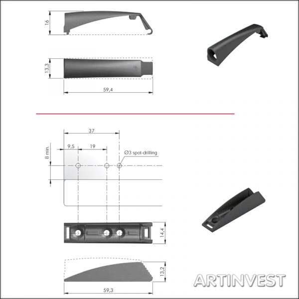 Nosač K-Push TECH mehanizma 20mm Antracit