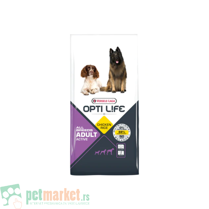 Opti Life: Visokokalorična hrana za pse Active All Breeds, 12.5 kg