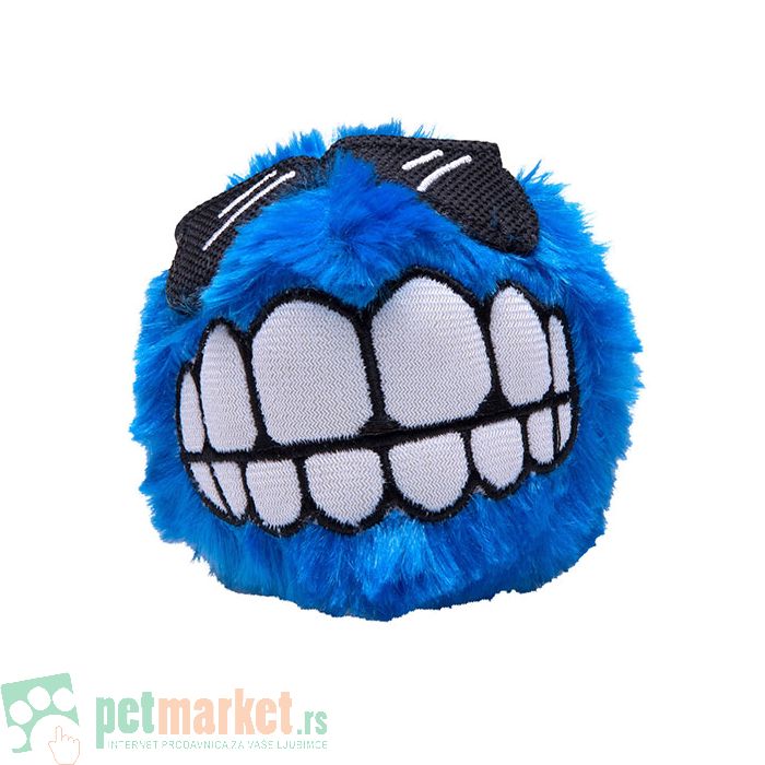 Rogz: Plišana loptica sa zubima Fluffy Grinz Ball, plava