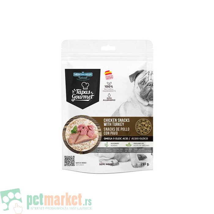 Mediterranean Natural: Poslastice za pse Tapas Gourmet, 190 gr