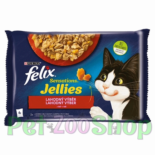 Felix: Kesice za mačke s govedinom i piletinom u želeu Sensations, 4x85g