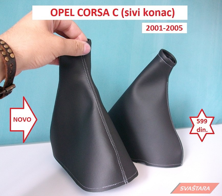 CORSA C kožica menjača i ručne SIVI KONAC (01-05)