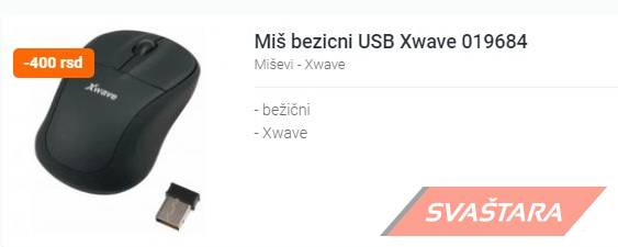 Miš bezicni USB Xwave 019684