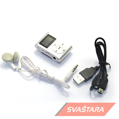 Mp3 sa LCDom+USB+slusalice sivi