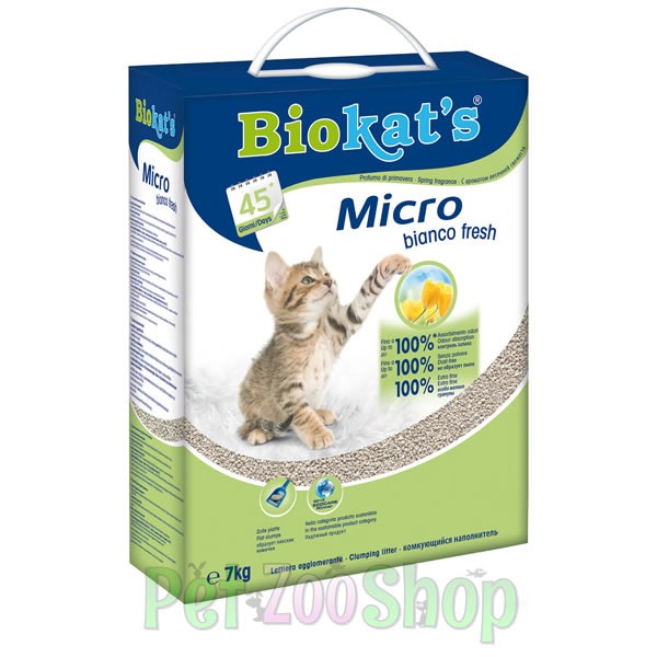 Biokat’s: Grudvajući pesak (posip) za mačke Micro Fresh Bianco, 7 kg