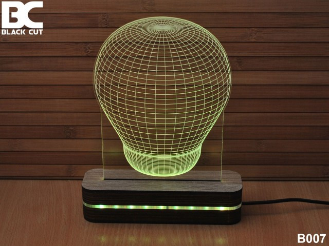 Black Cut 3D Lampa jednobojna - Sijalica ( B007 )