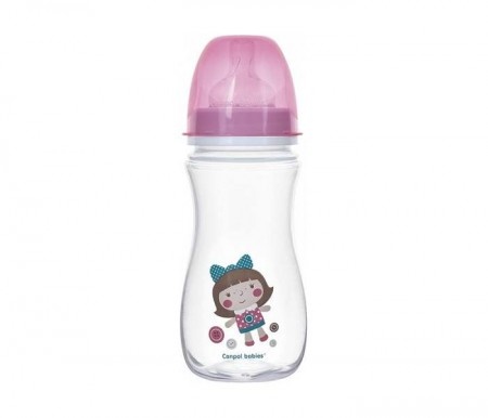 Canpol baby flašica 300ml široki vrat antikolik - easy start- toys doll - pink ( 35/222_pin )