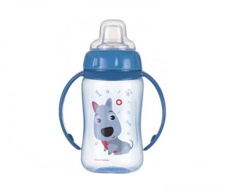 Canpol baby flašica/šolja sa kljunom i ručkama 56/512 Happy animals - training 320ml - dog ( 56/512_blu )