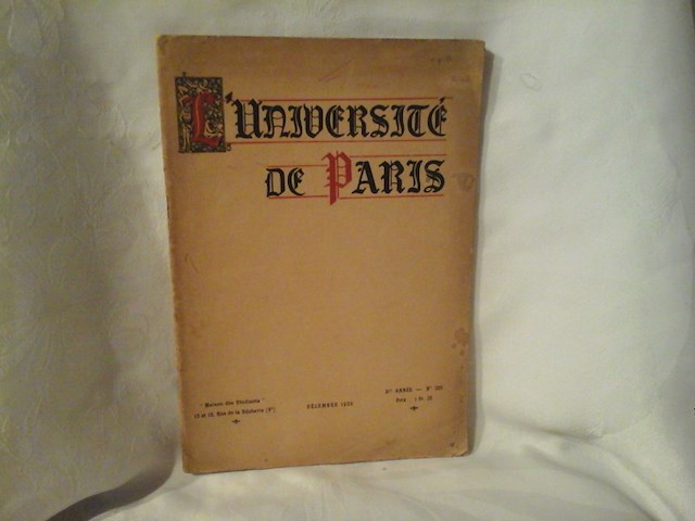 Universite de Paris decembre 1920 teks o Srbima