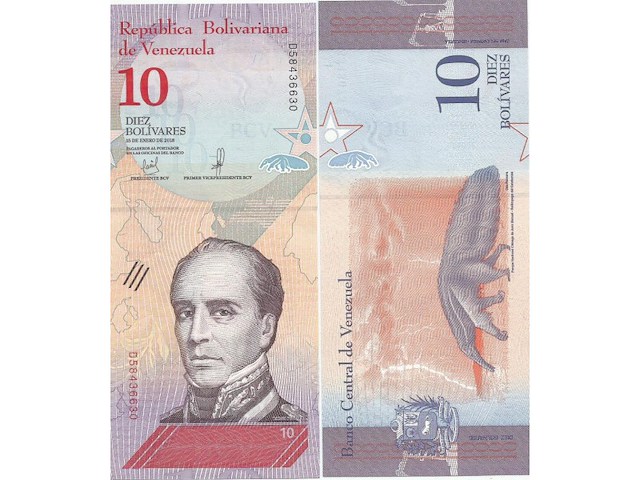 Venezuela 10 bolivares 2018. UNC