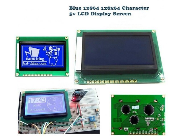 GRAFIČKI LCD DISPLEJ 128X64 KARAKTERA PLAVI