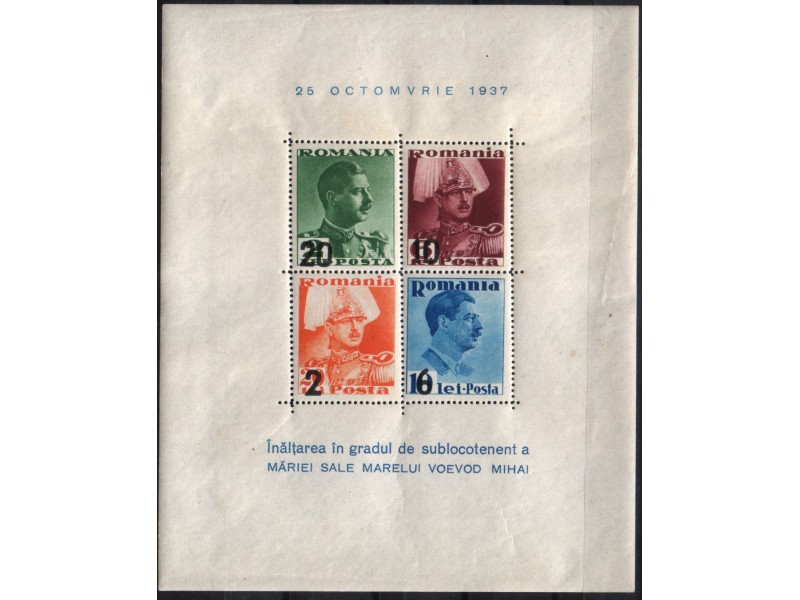 kt277p, 25.okt1937 Romania MiBl2-543-6 **