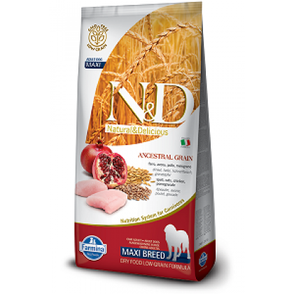 FARMINA N&D LOW GRAIN MAXI ADULT Chick.&Pomeg. 12kg